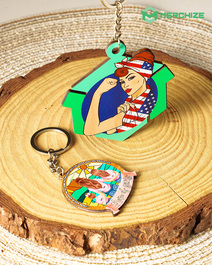 Custom Shape Wooden Keychain - Print on demand | Merchize