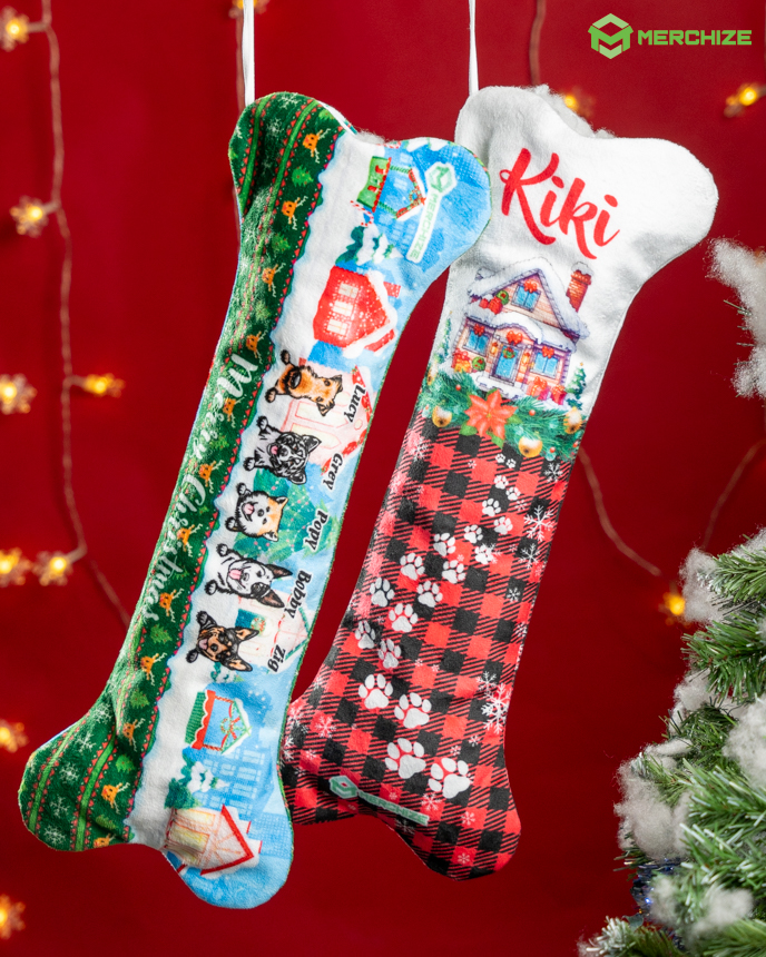 Dog Bone Christmast Stocking - Print on Demand | Merchize