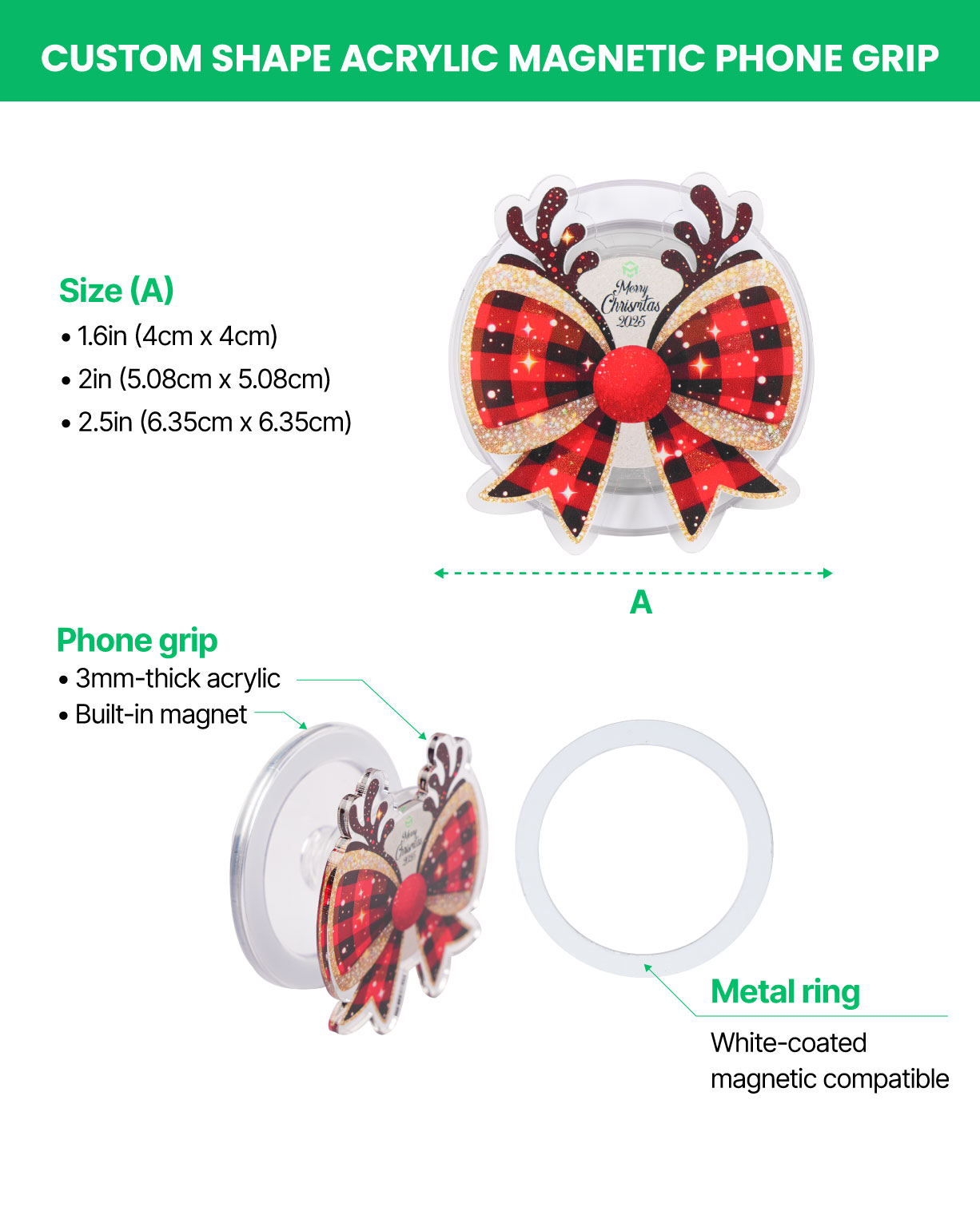 Custom Shape Acrylic Magnetic Phone Grip - Print on Demand | Merchize